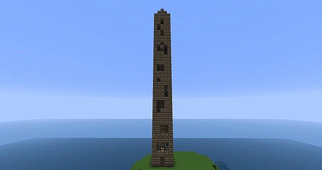 the lonely tower with light for the boats on the sea sailing Minecraft Map