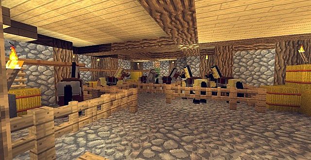 Medieval House w/ Stables, Lighthouse, and Air Ship Minecraft Map