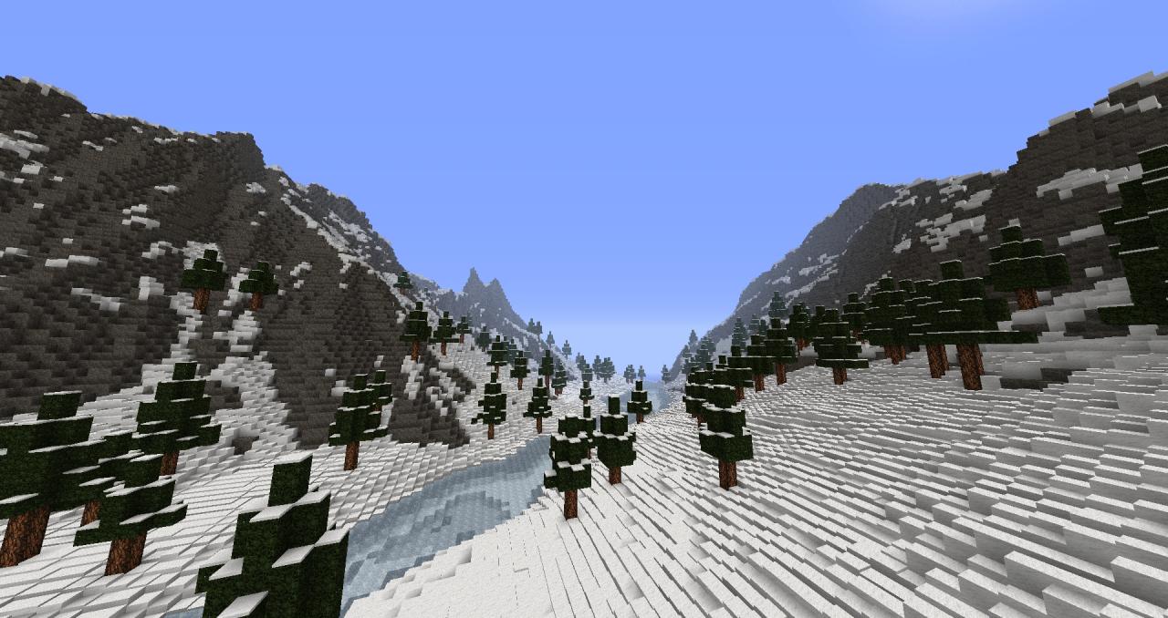 Miner's Paradise - Huge Custom Snow Mountains Terrain Minecraft Project