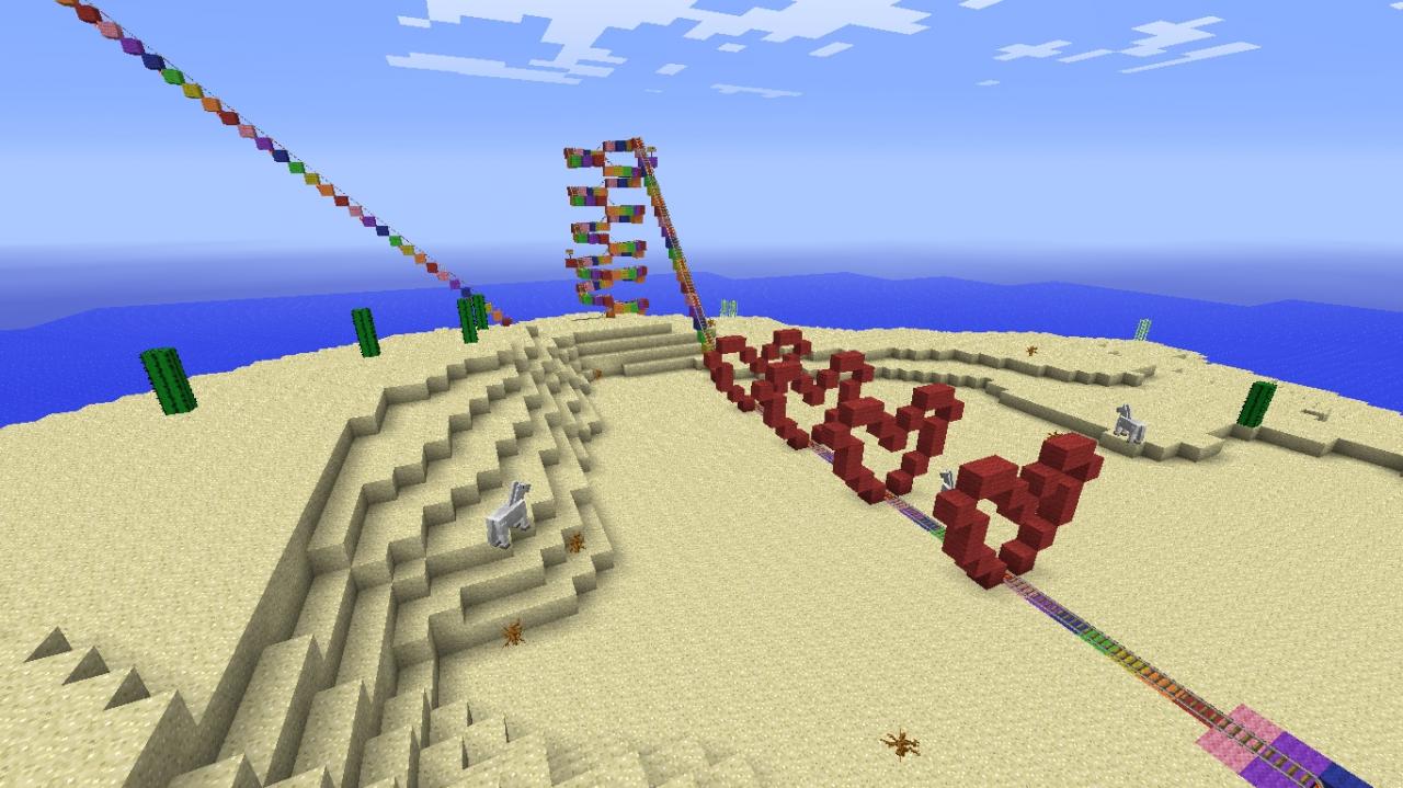 Rainbow Roller Coaster Minecraft Map