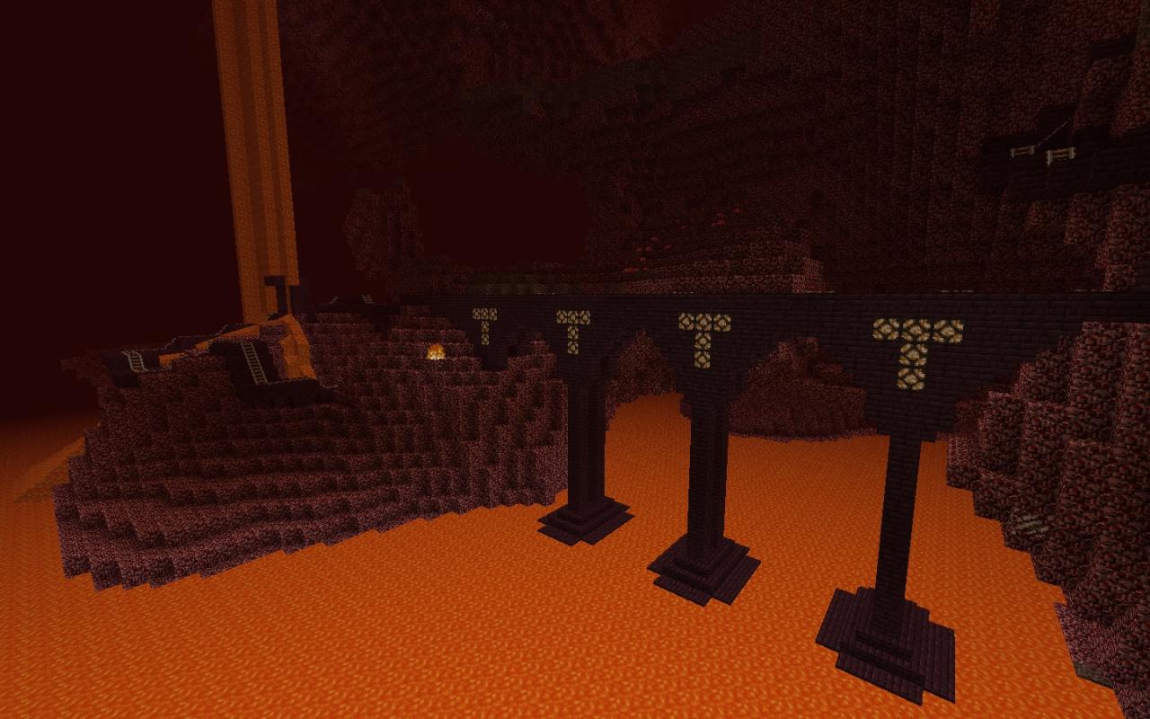 The rollercoaster, Almost all the island of buildings. Nether journey ...