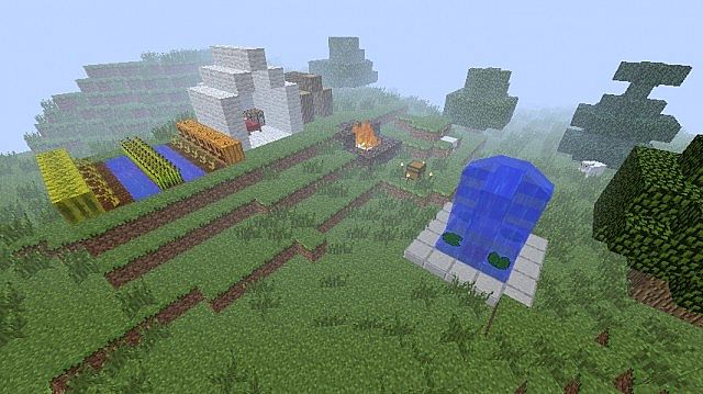 Survival World (logging camp at Start) Village right near spawn ...