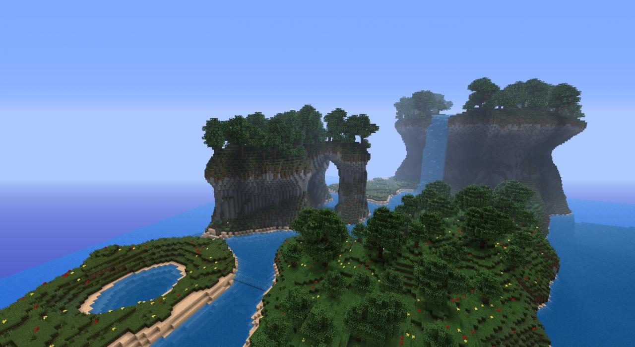 Custom Terrain: Waterfall and Mountains Minecraft Map