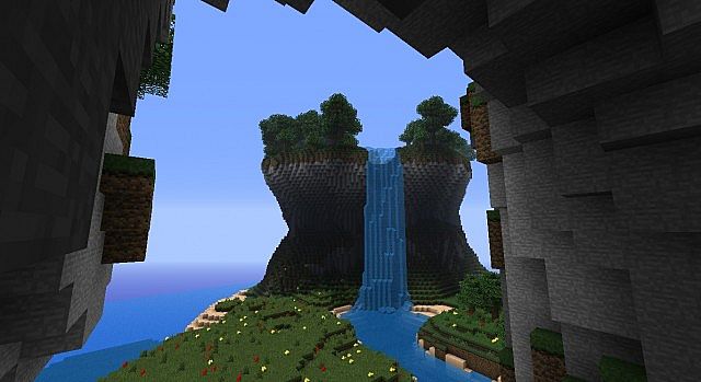 Custom Terrain: Waterfall and Mountains Minecraft Map