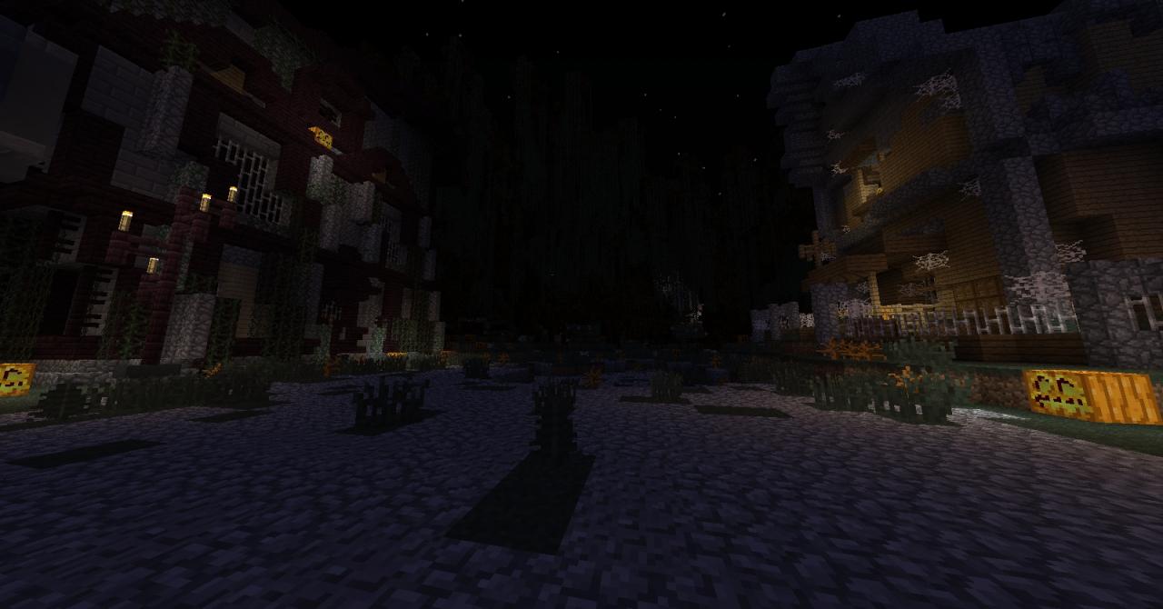 Halloween Themed Spawn. Spooky Village with Haunted Forest Minecraft Map