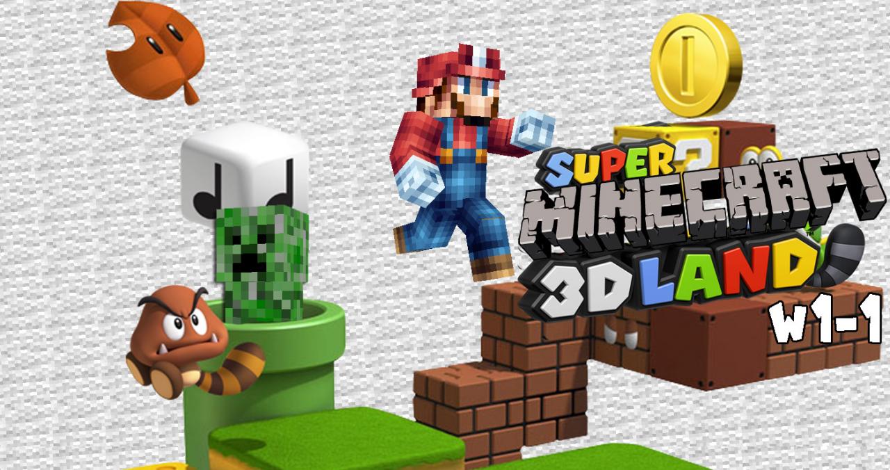 Super Minecraft 3D Land W1-1 Minecraft Map