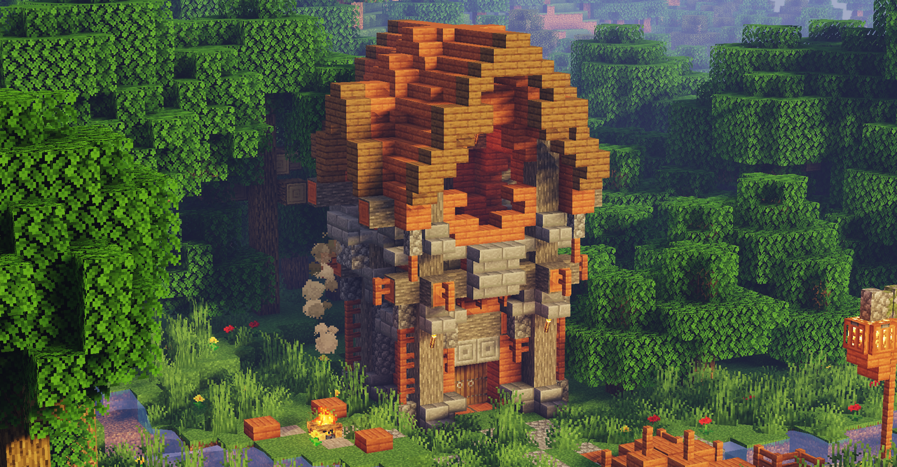 a simple acacia wood house Minecraft Map