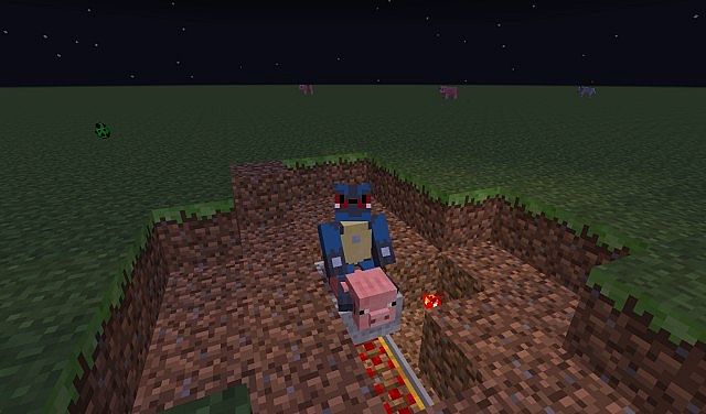 Player Riding Pig Riding Minecart