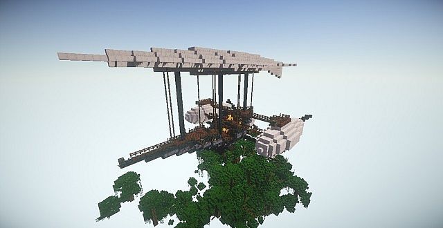 Steampunk ship and Zeppelin Minecraft Map