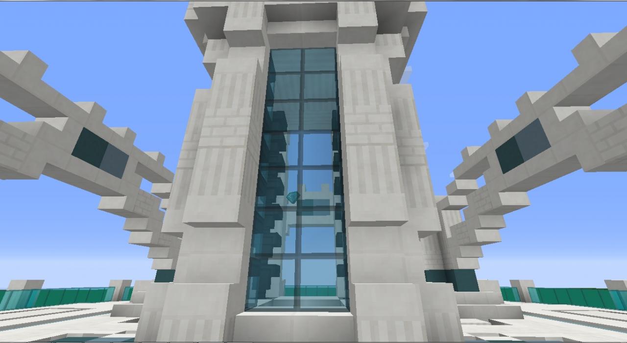 Simple Quartz Spawn/Lobby with glass item elevator!!! Minecraft Map