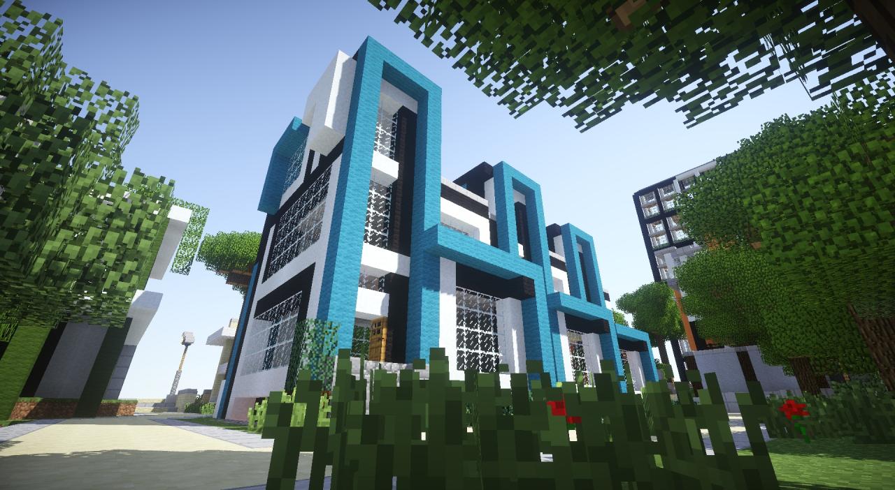 [Modern] Cyan Town Houses Minecraft Map