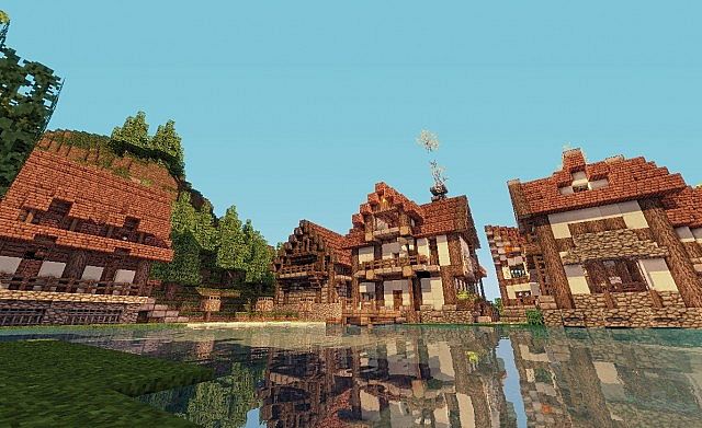 village by a small lake Minecraft Map