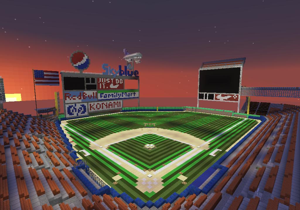 SkyBlue Field (baseball) Minecraft Map