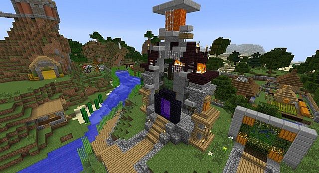 Town Central Community Nether gate Minecraft Map