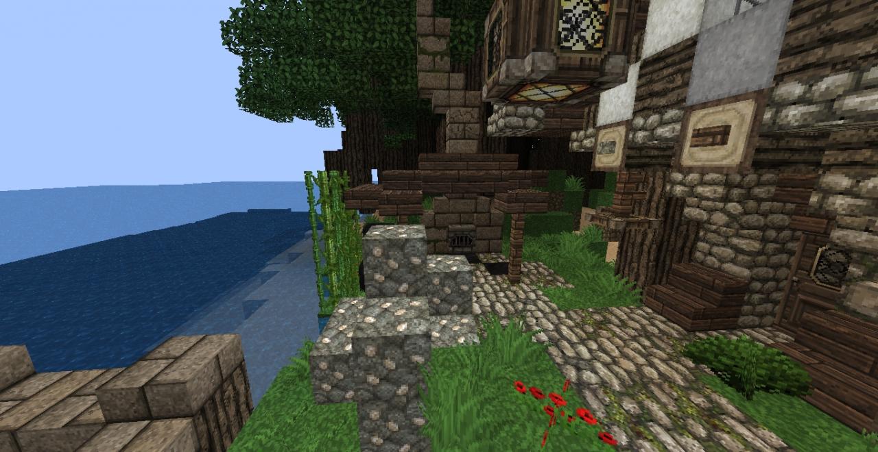 Small Village w/ Custom Island | Custom Terrain + Trees etc Minecraft Map