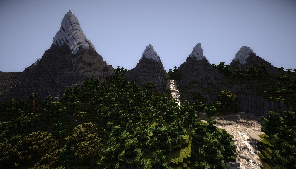 sharp mountains and outer wall of town Minecraft Map