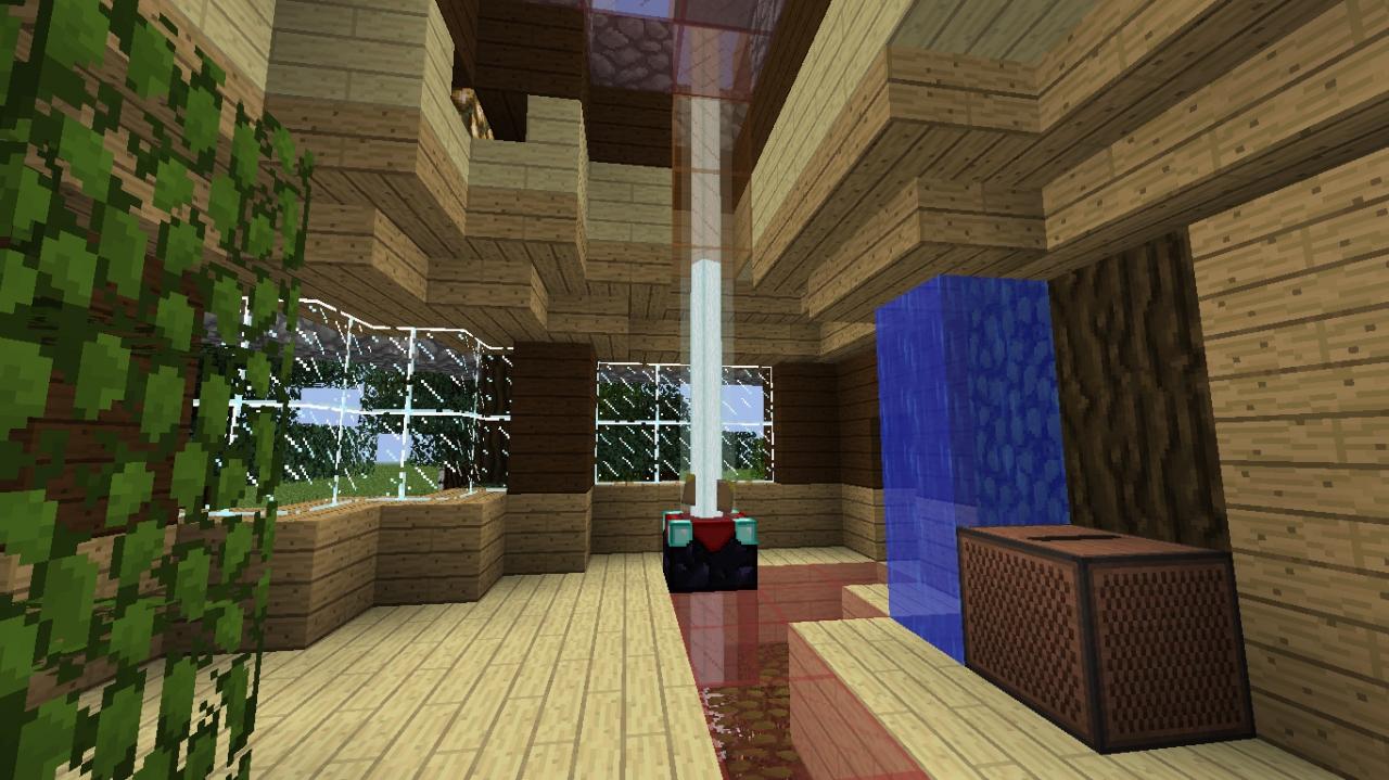 A Spaceship and a small wooden mansion Minecraft Map