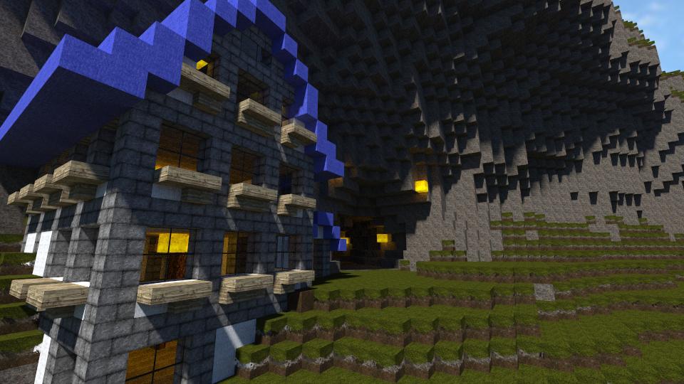 sea side blue roof town Minecraft Map