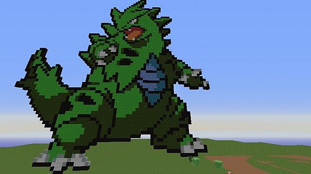 Tyranitar pixel art with DOWNLOAD Minecraft Map
