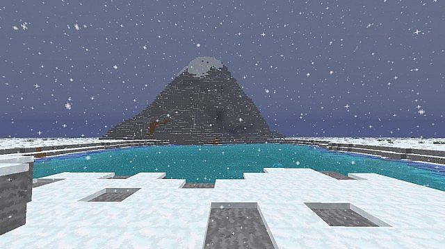 Beautiful Ice Capped Mountains Next To An Icy Lake Minecraft Map