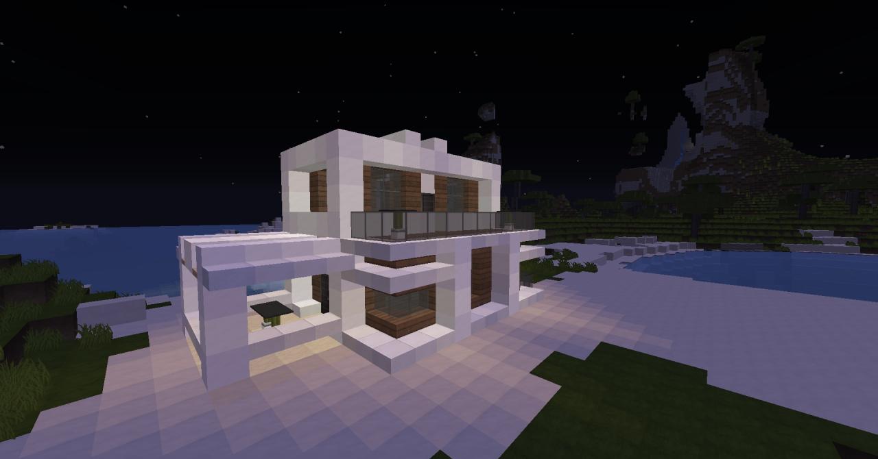 House modern with a Yacht . Minecraft Map