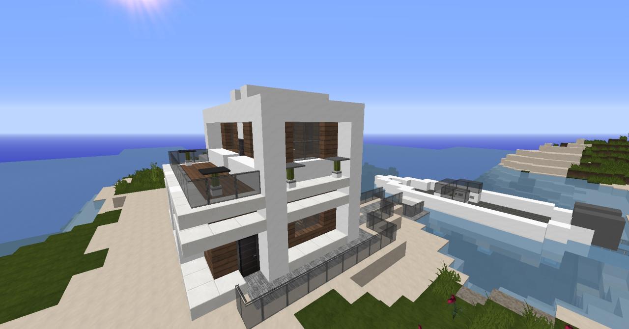 House modern with a Yacht . Minecraft Map