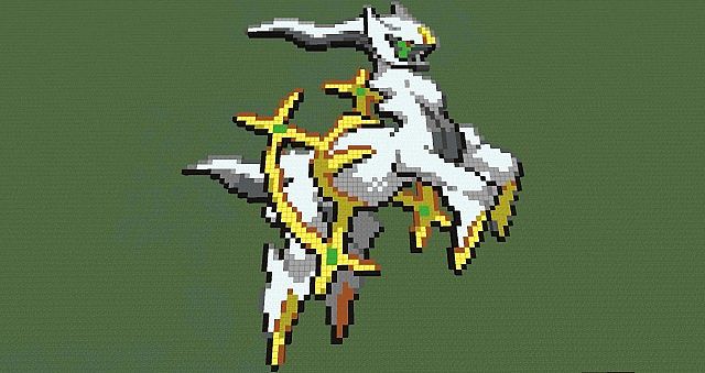 Palkia, Dialga and Arceus pixel arts Minecraft Map
