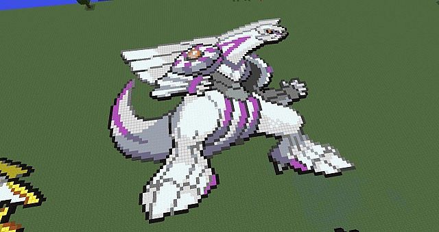 Palkia, Dialga and Arceus pixel arts Minecraft Map