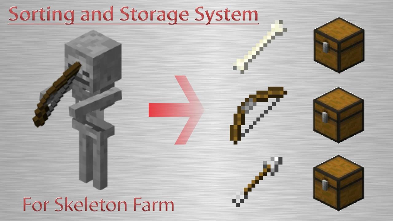 Sorting and Storage System for Skeleton Farm Minecraft Map