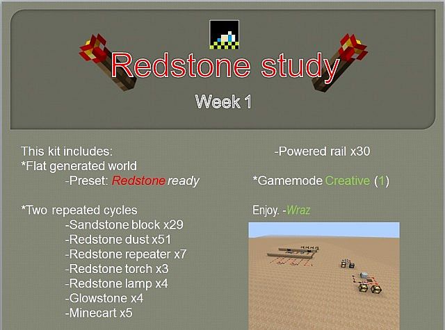 Redstone Study week 1 (Beta) Minecraft Map