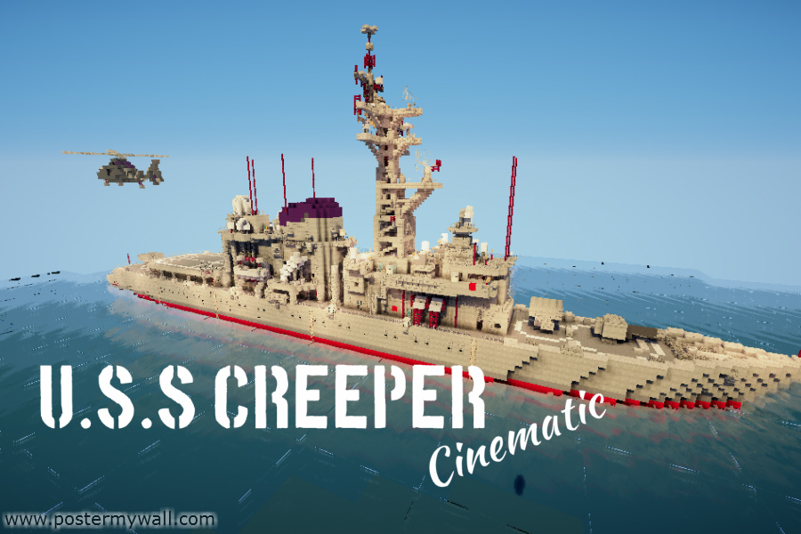U.S.S Creeper BattleShip with Helicopter Minecraft Map