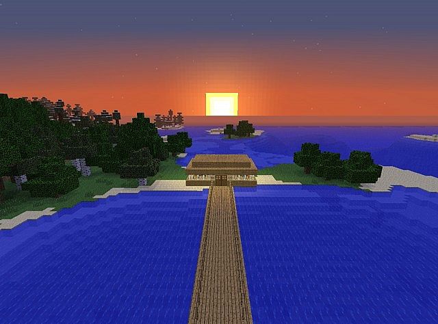 Castle and House with Sunset Minecraft Map