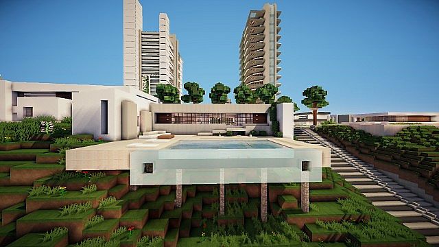 -Fusion- A Modern Cliffside House Minecraft Map