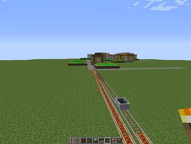 house with a pool an train Minecraft Map
