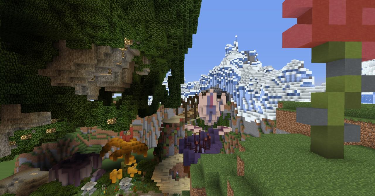 Aurora Forest - Giant flower forest hub/spawn/thing build Minecraft Map