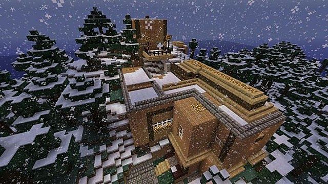 Snow Alps mountain house and village. Minecraft Map