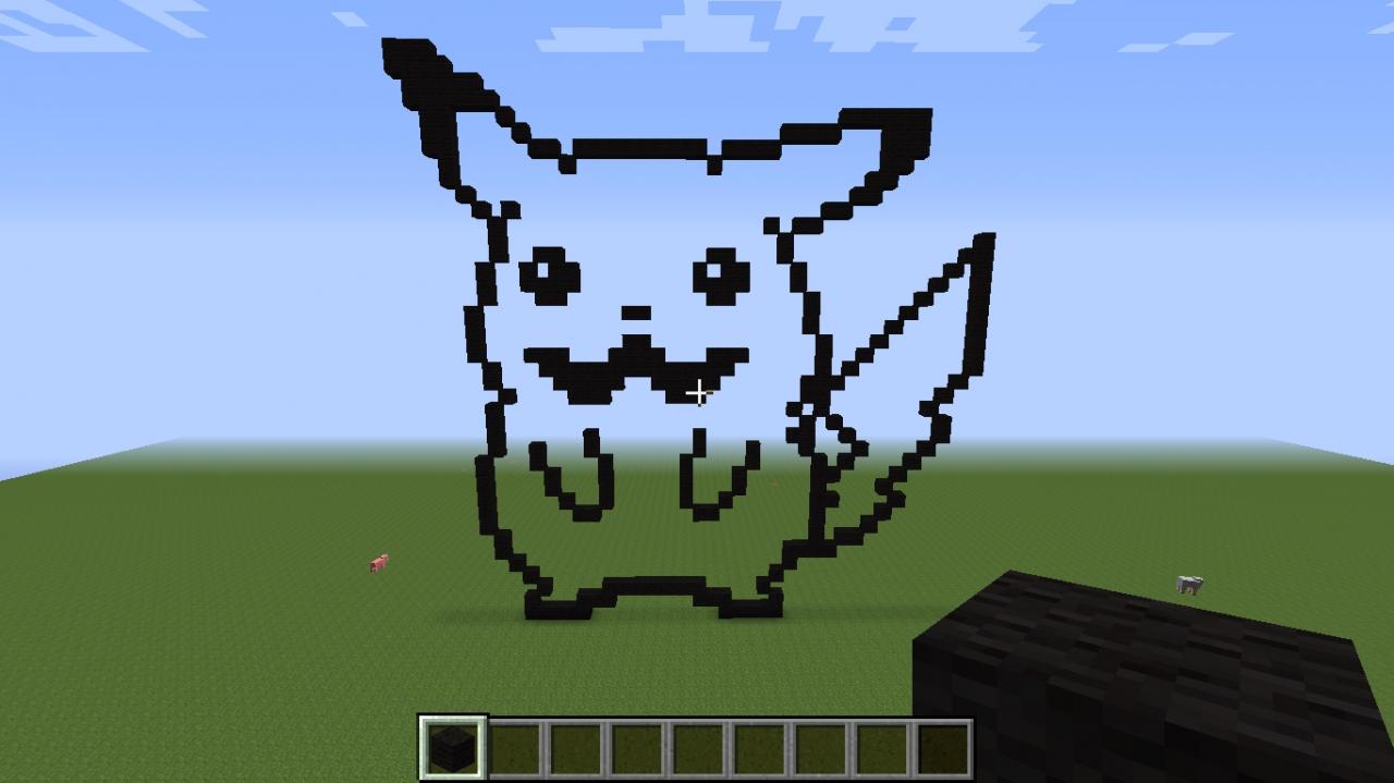 Pixel Art: Pikachu with a Mustache Minecraft Map