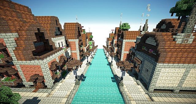 Decending Steampunk street design Minecraft Map