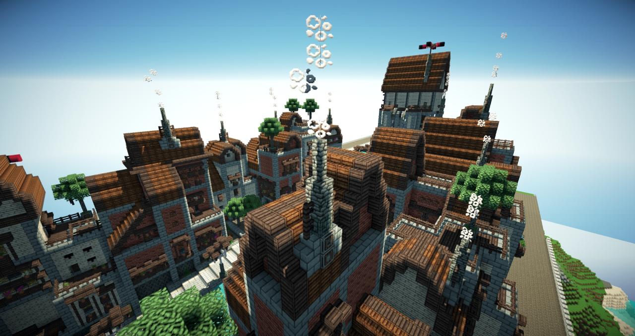 Decending Steampunk street design Minecraft Map