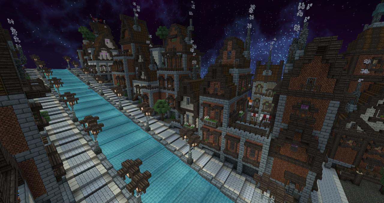 Decending Steampunk street design Minecraft Map