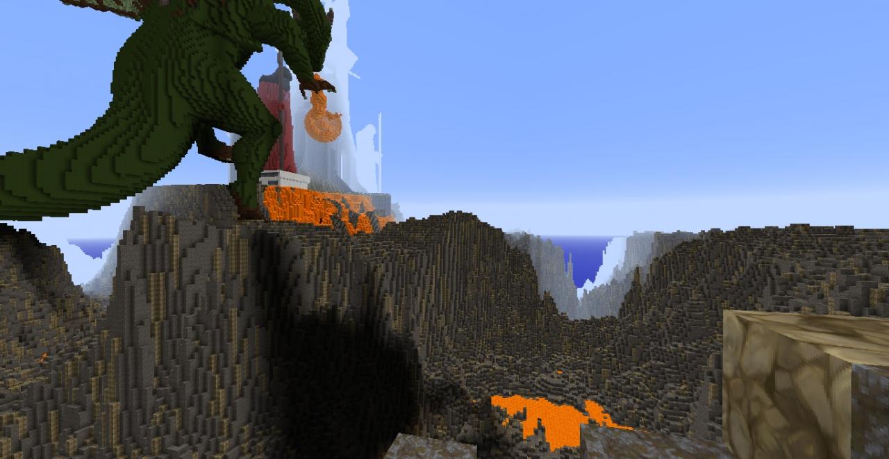 A dragon attack an old tower Minecraft Map