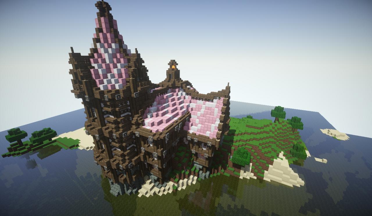 Pink Roofed Mansion [Added world save] Minecraft Map