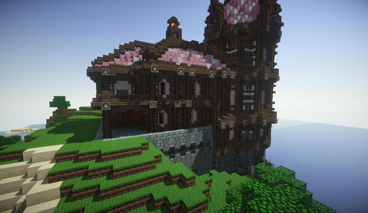 Pink Roofed Mansion [Added world save] Minecraft Map