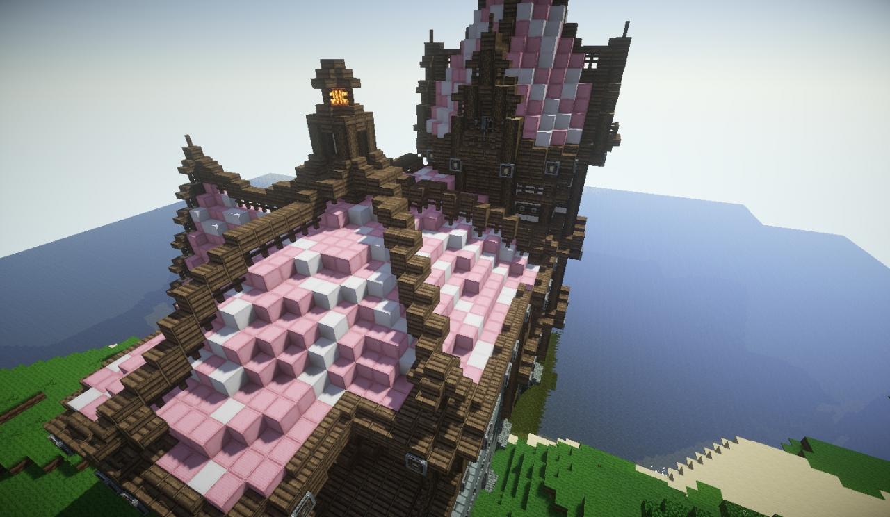 Pink Roofed Mansion [Added world save] Minecraft Map