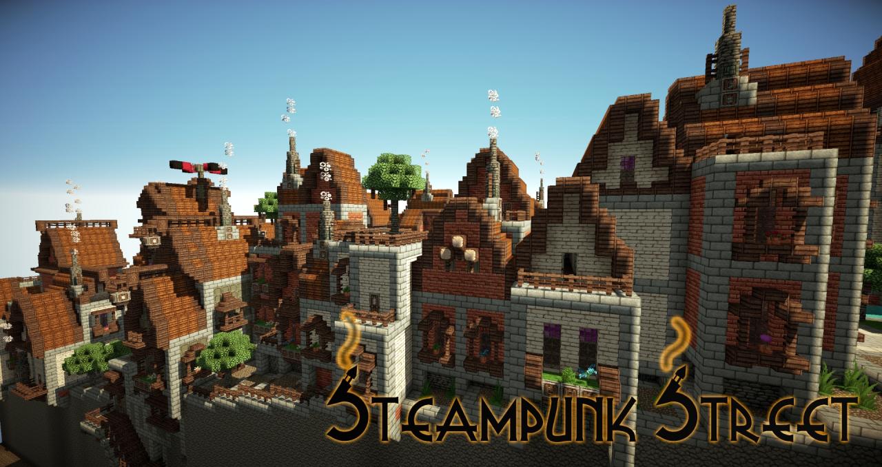 Decending Steampunk street design Minecraft Map