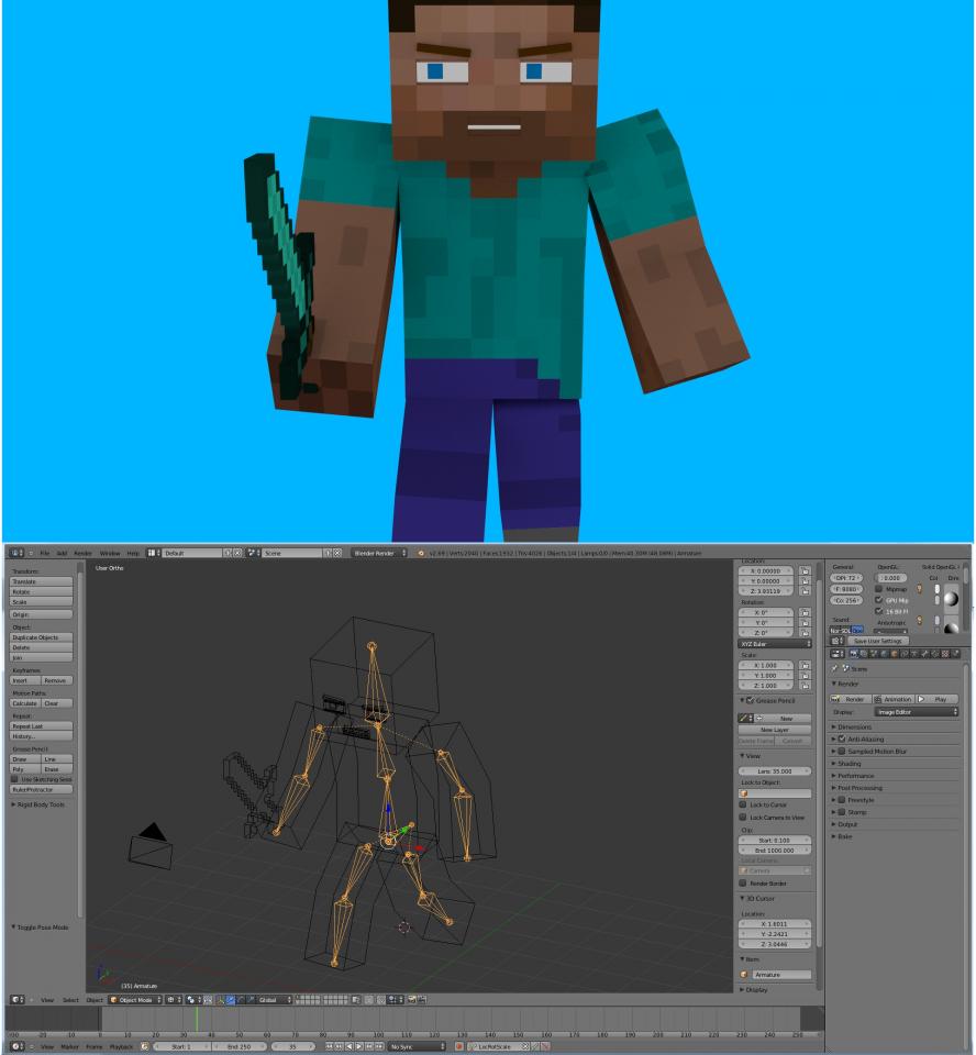 COMPLETELY rigged steve(+face shapekeys)(For Blender Animations ...