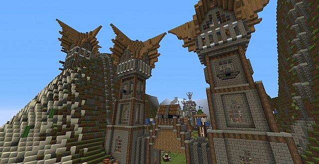 Steampunk Village With Small castle Minecraft Project