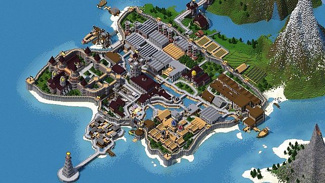 Khattanov Ostrov; City with Custom terrain (Downloadable) Minecraft Map
