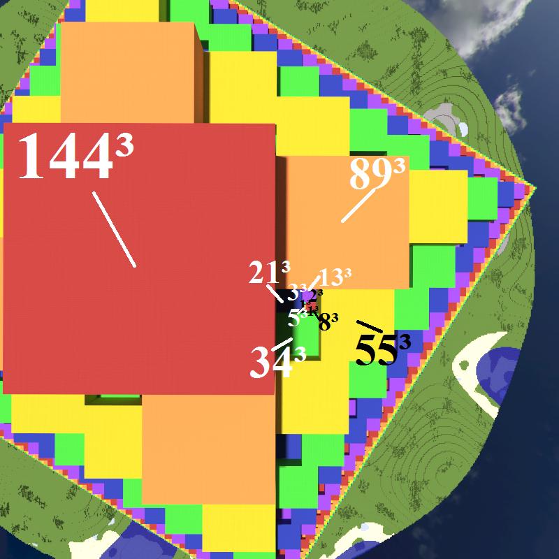 Fibonacci Cube Spiral Pyramid Minecraft Map