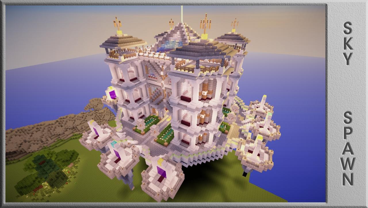 Sky Mansion Spawn w/ 12 Portal Platforms Minecraft Map